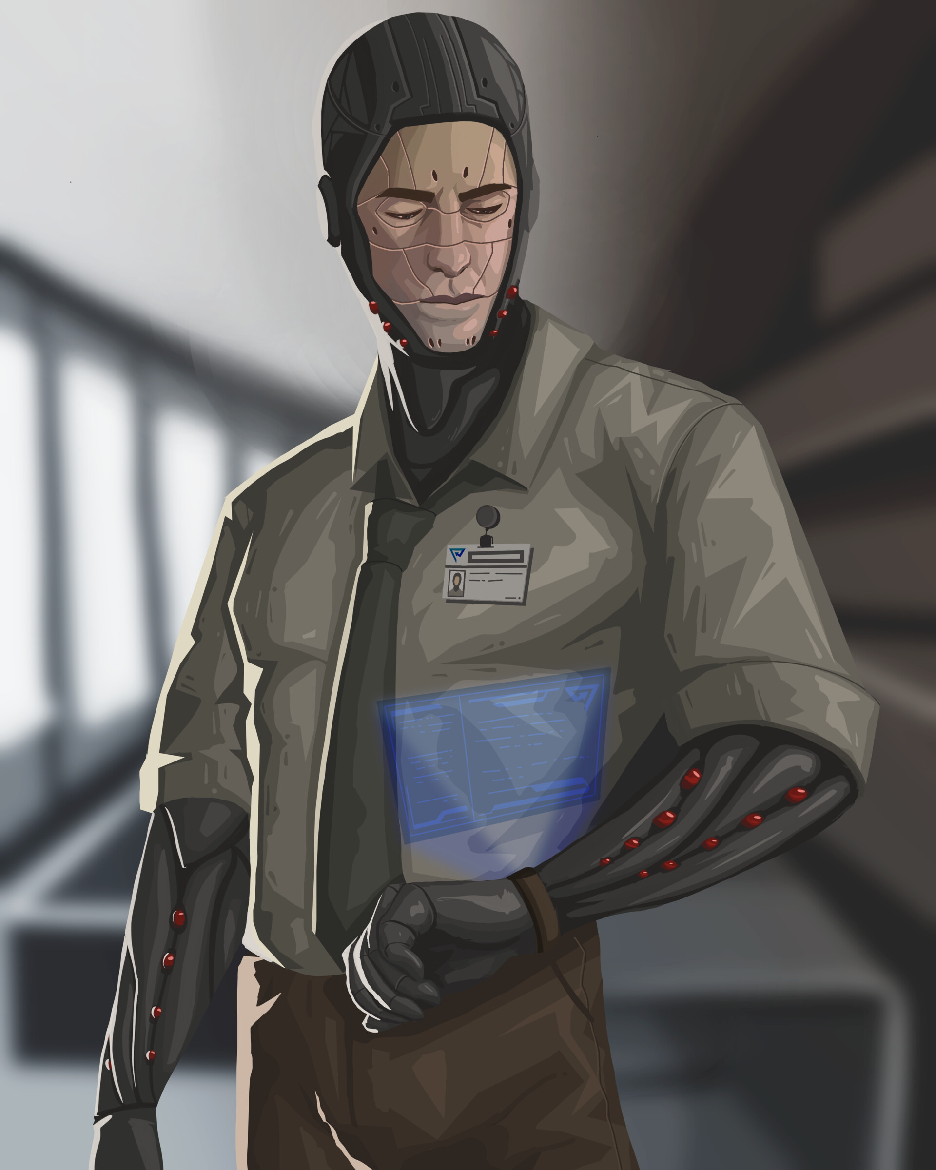 ArtStation - Dystians Character Illustration - Cyborg Office Worker