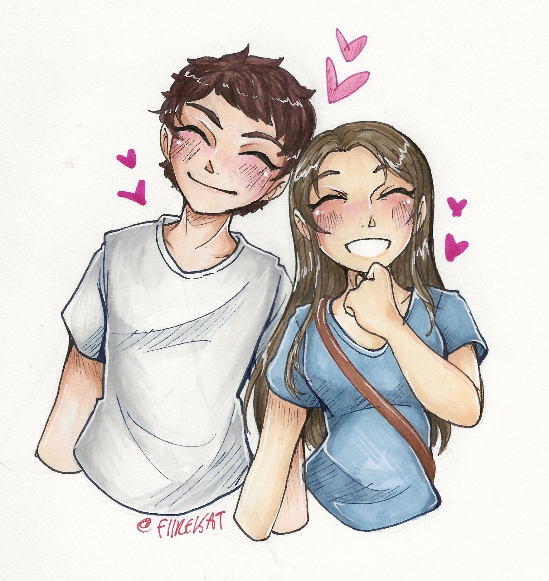 Cute Couple Hugging Drawing