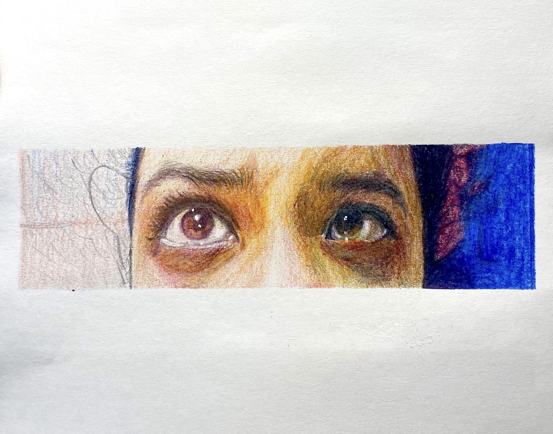 ArtStation - Self portrait - drawing of my eyes I made with colores pencils