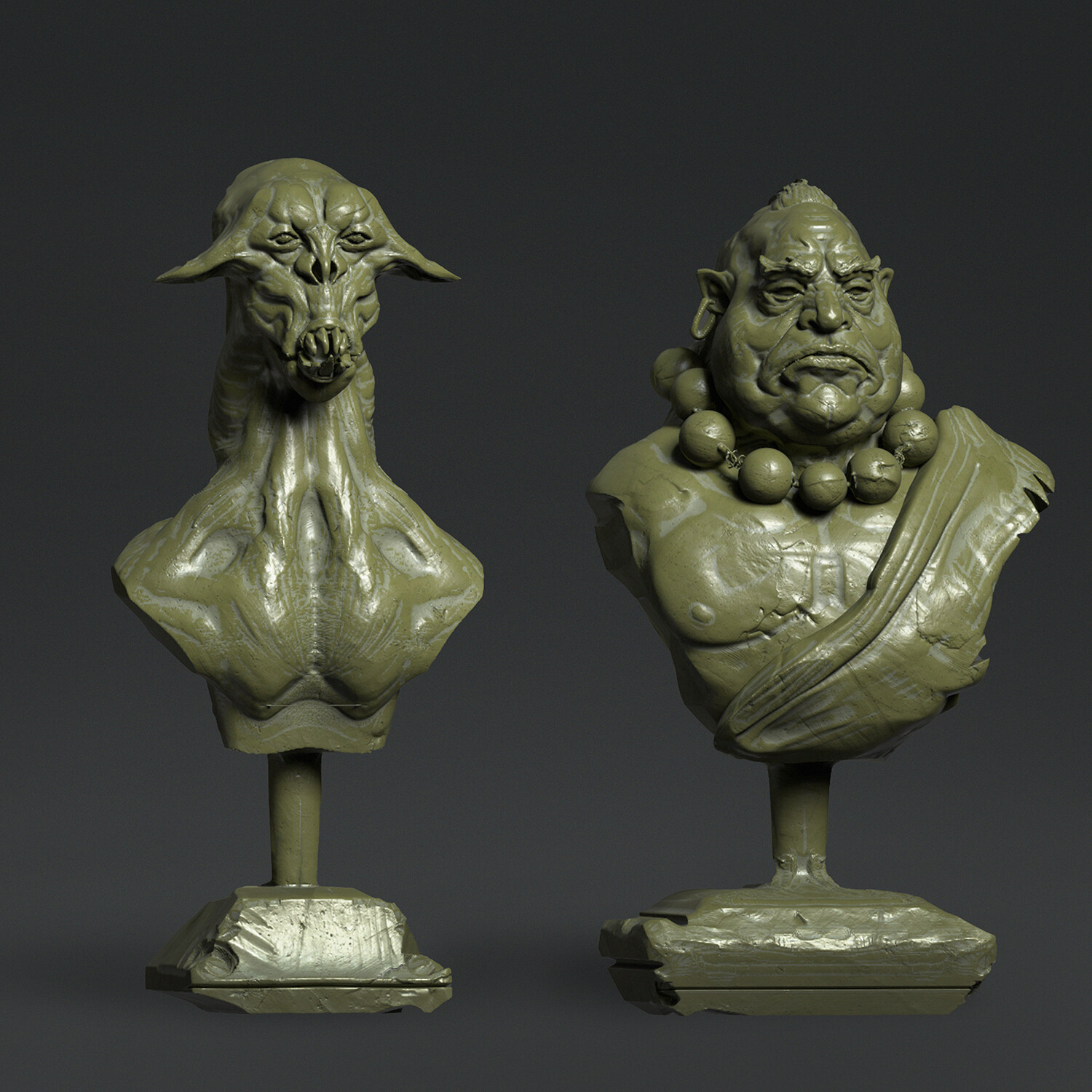 ArtStation - Digital Clay for fun ,one alien ,one monk.