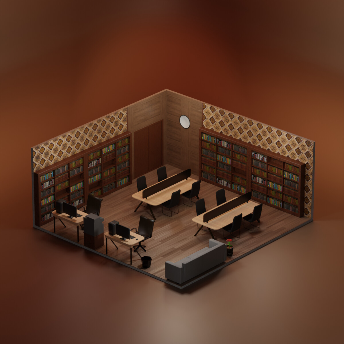 ArtStation - Low Poly Library Isometric