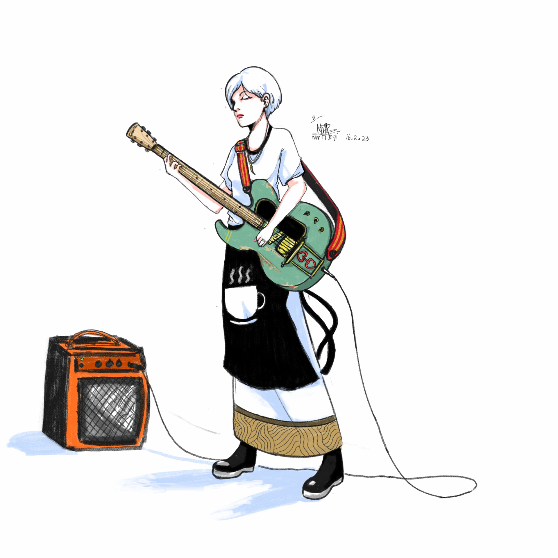 ArtStation - Left-handed girl guitarist