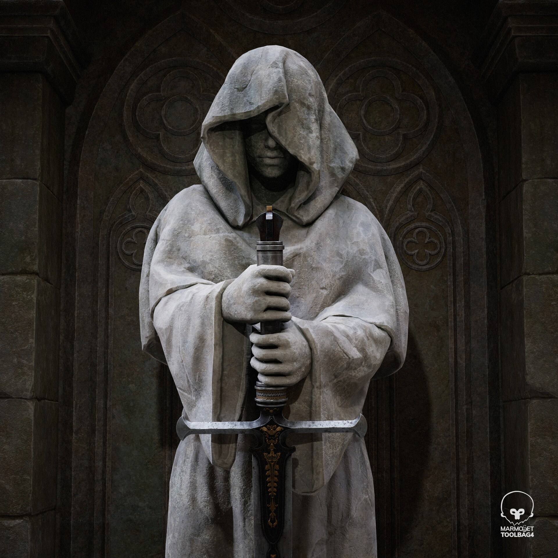 ArtStation - Sword_monk_statue