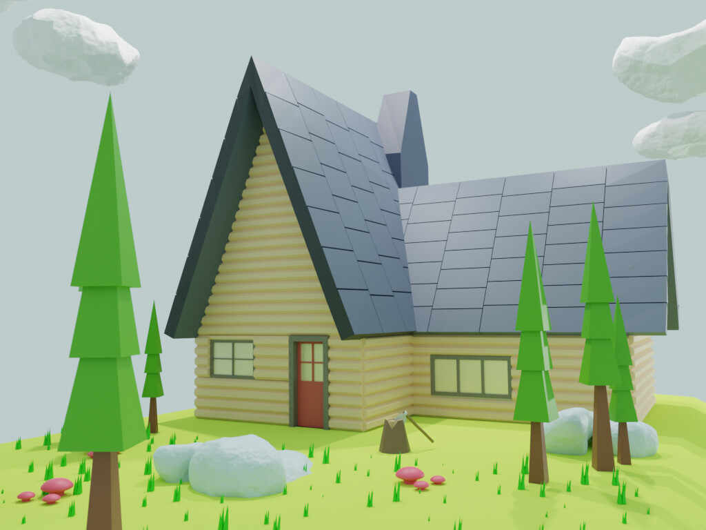 ArtStation - Low Poly House Blender (Beginner)