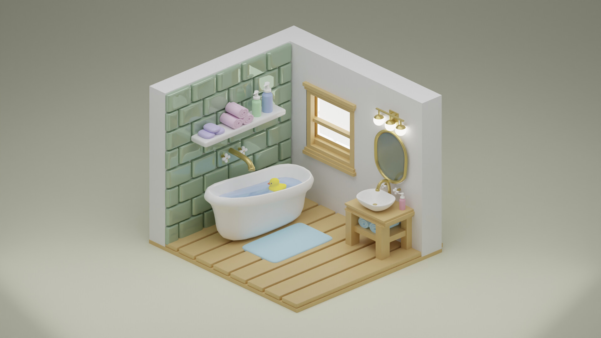 ArtStation - Isometric Cozy Bathroom 3D Model