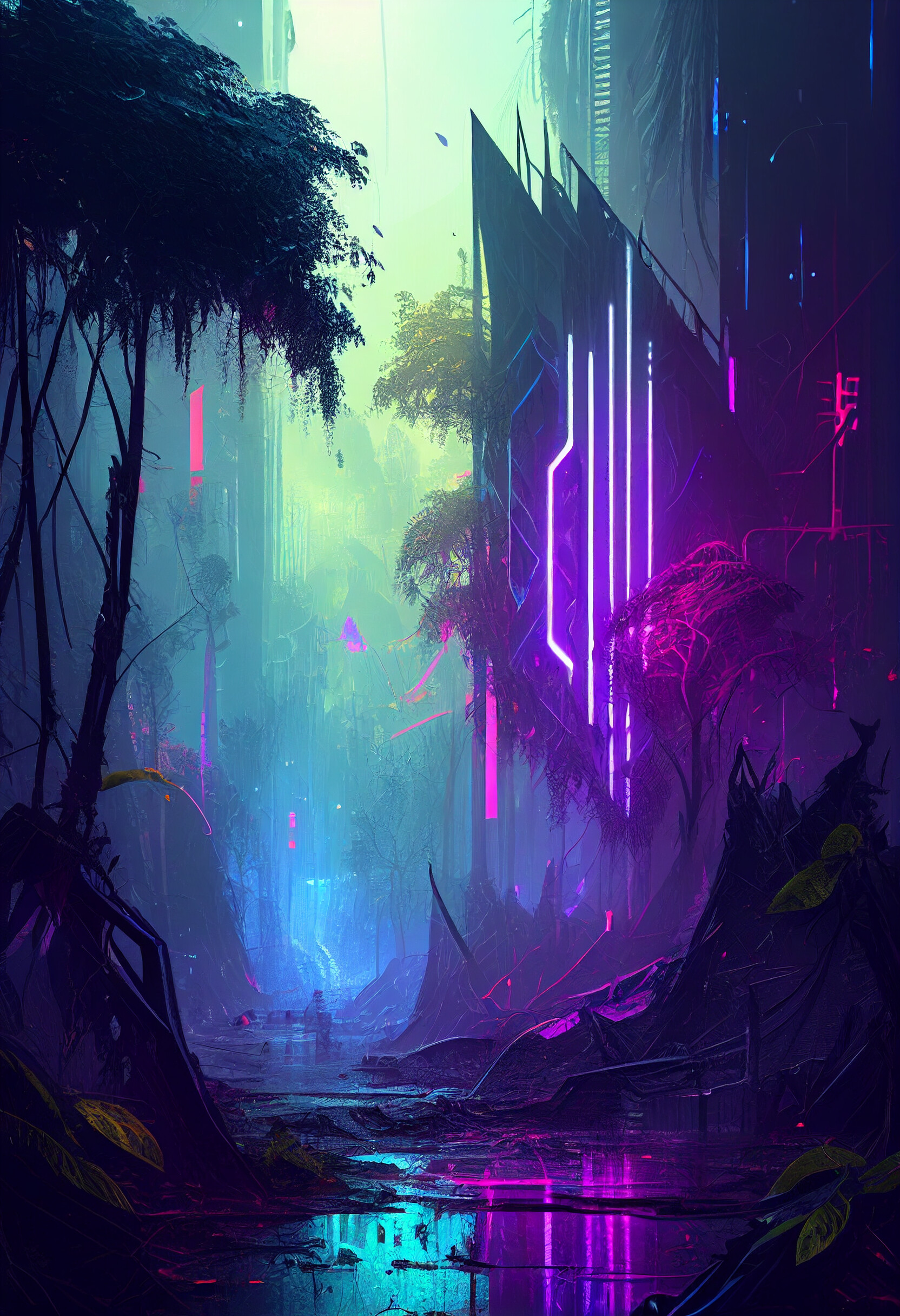 ArtStation - Cyberpunk Forest Art