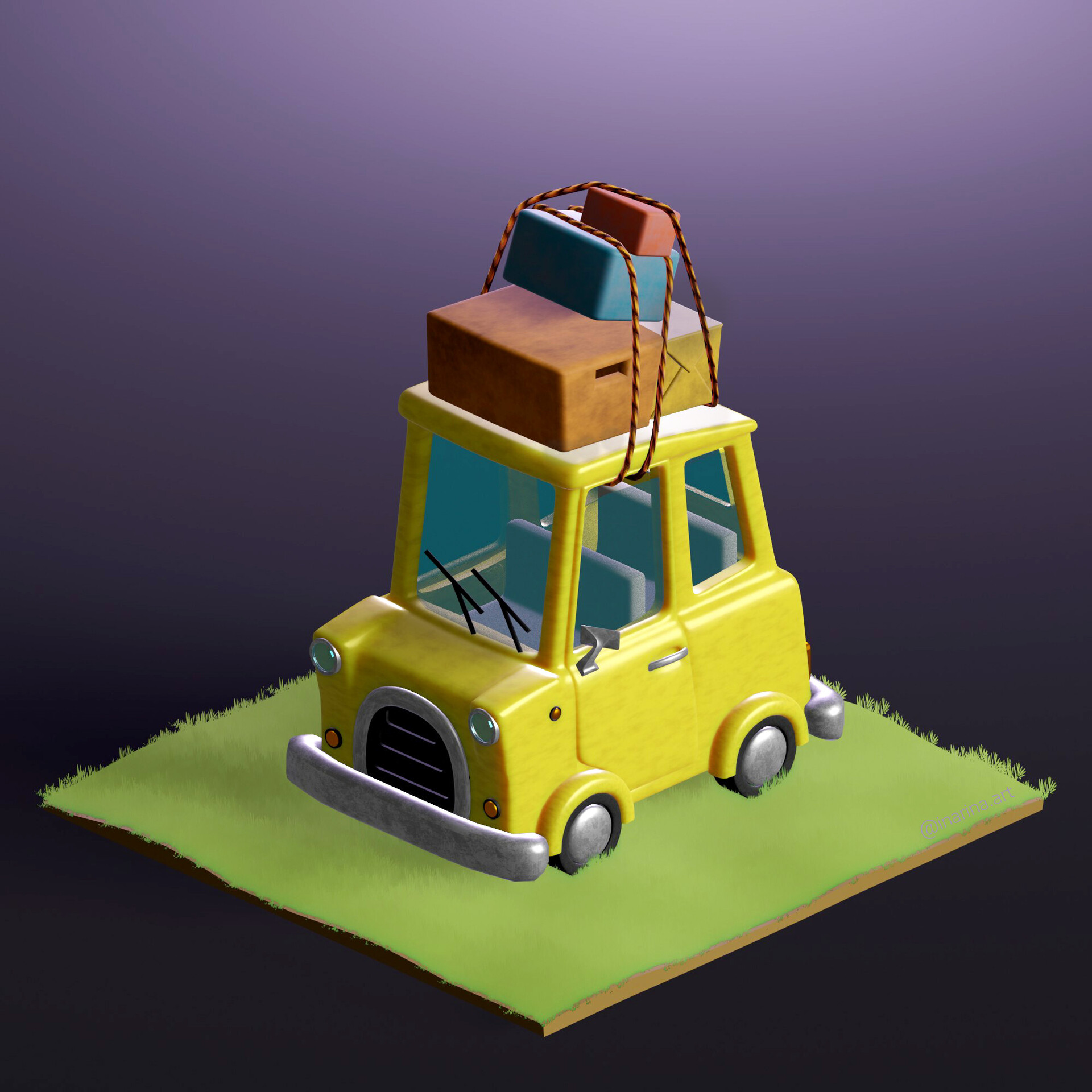 ArtStation - Yellow stylized Car - Blender