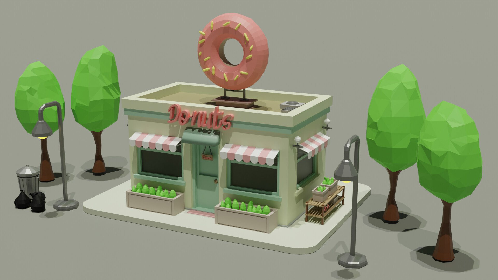 ArtStation - low poly donut shop