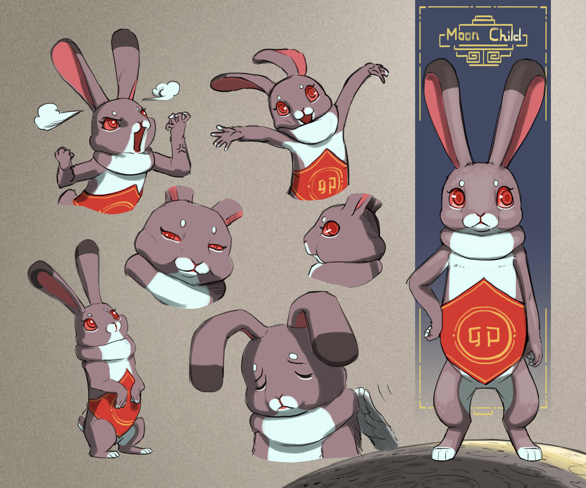 Clint Red - Moon Child - Rabbits working on the moon