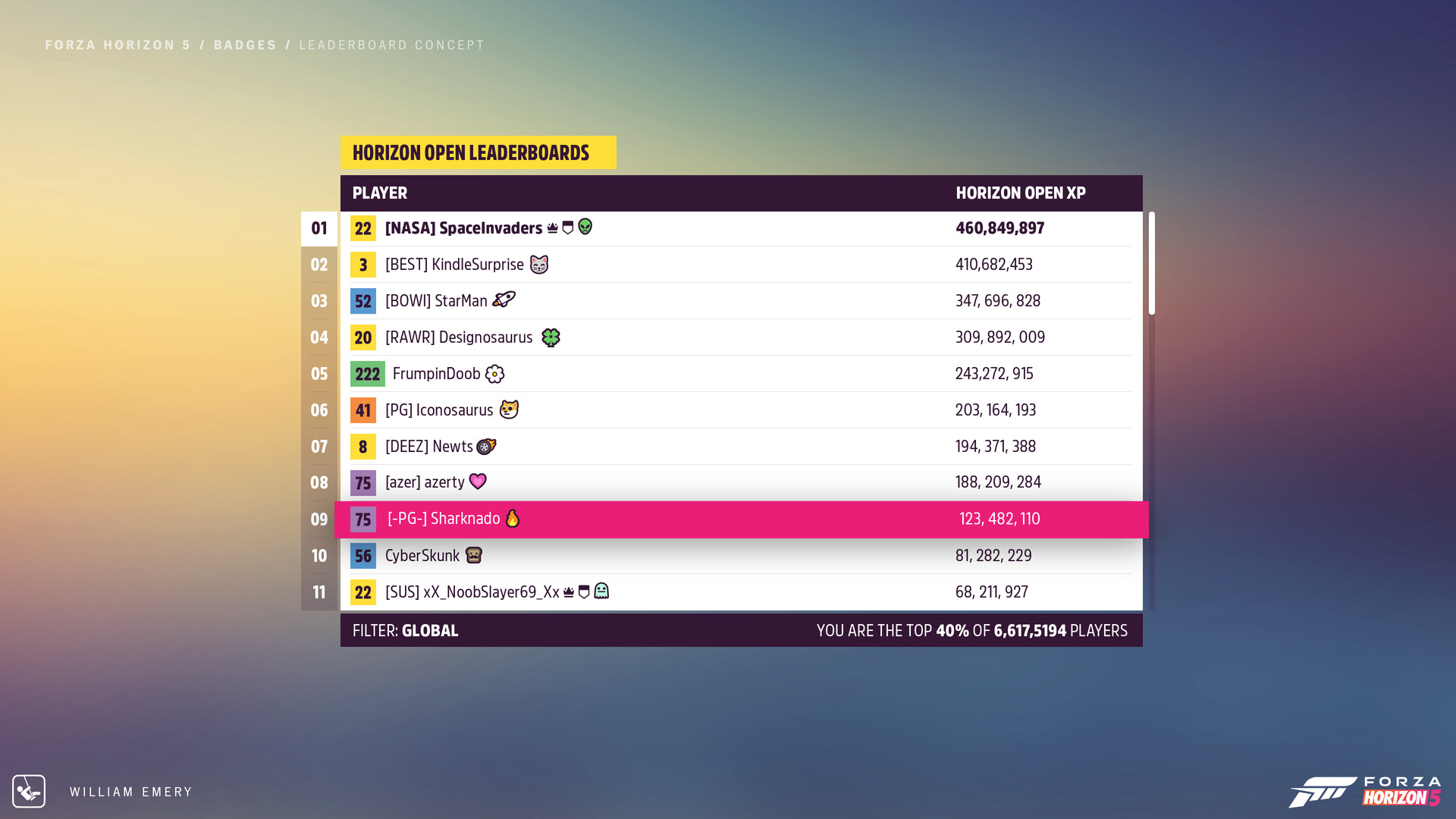 William Emery - Forza Horizon 5 - Badges UI