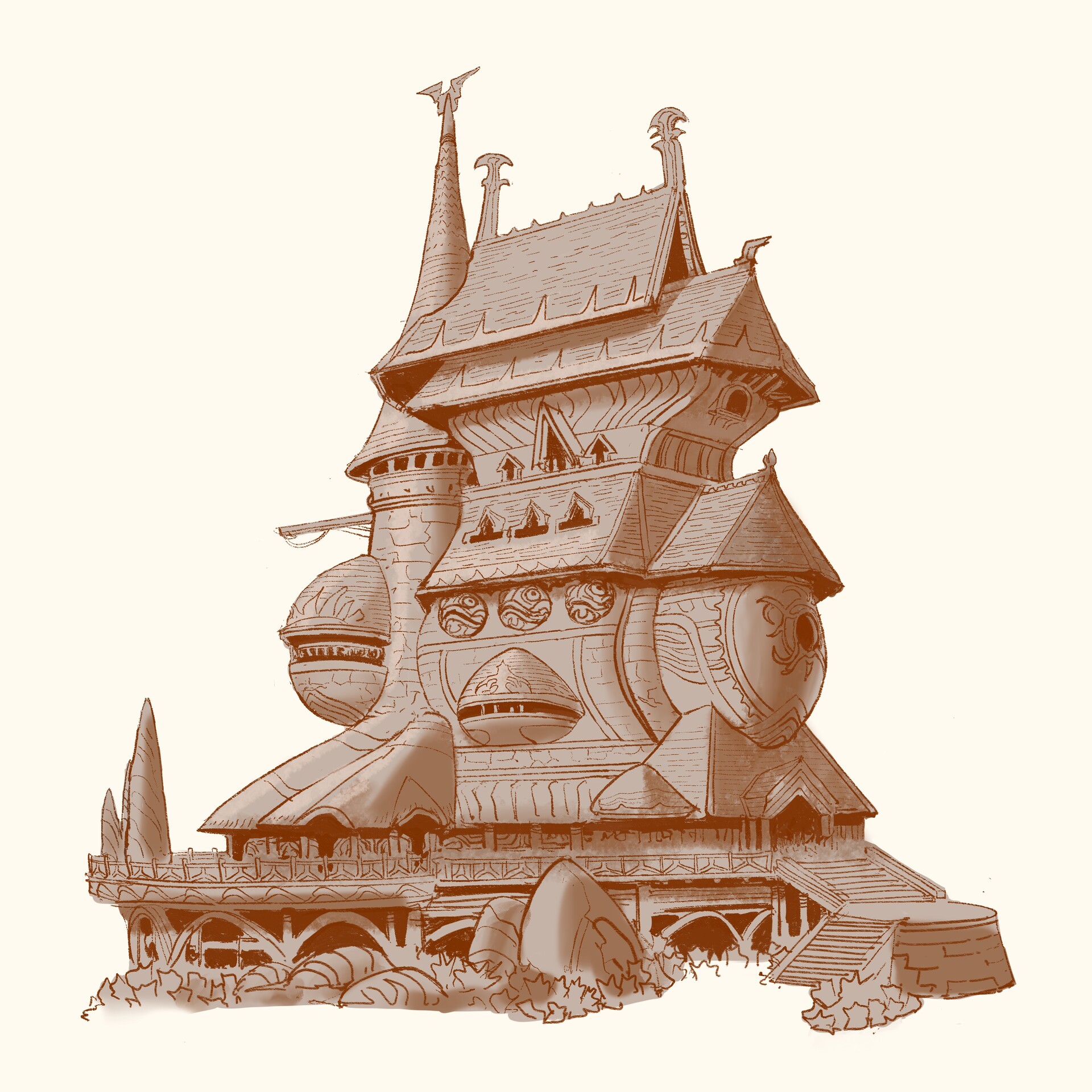 ArtStation - Spirit House sketch