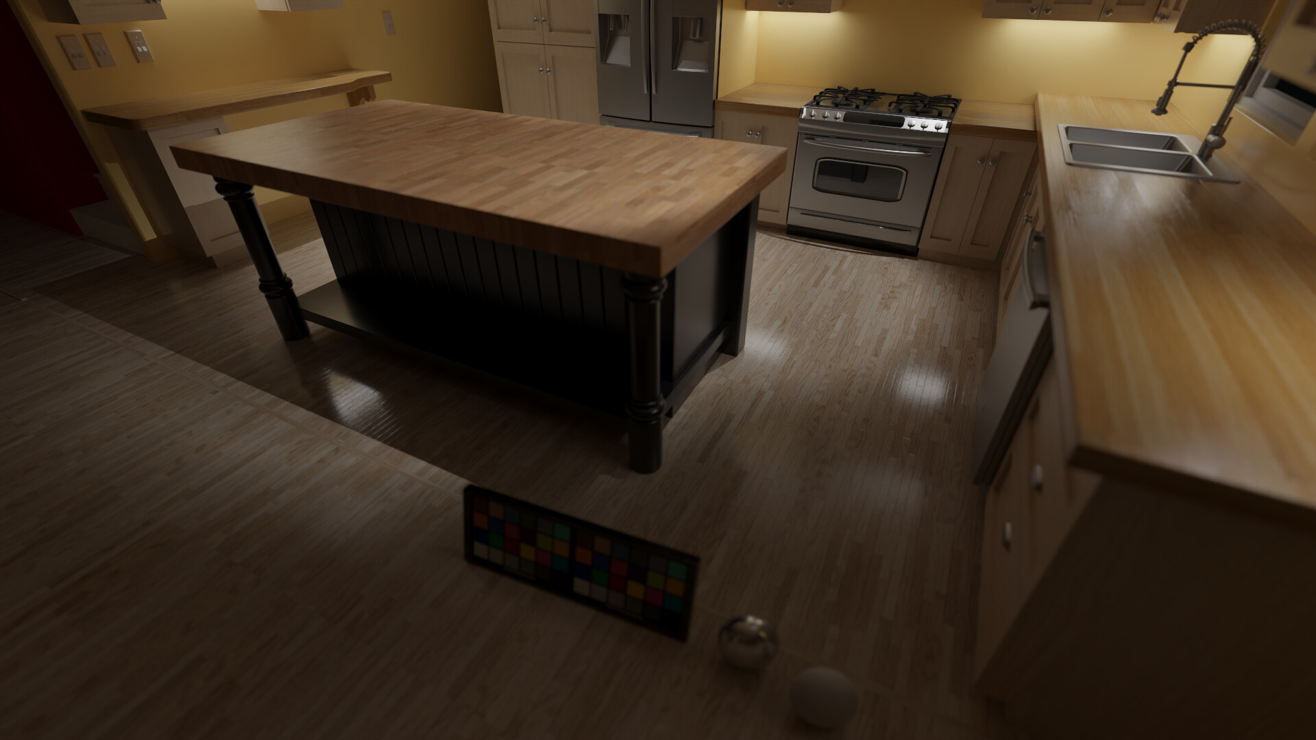 ArtStation - Sunlight Kitchen Interior lighting Day & Night