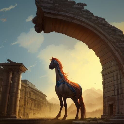 ArtStation - horse in the ancient ruins