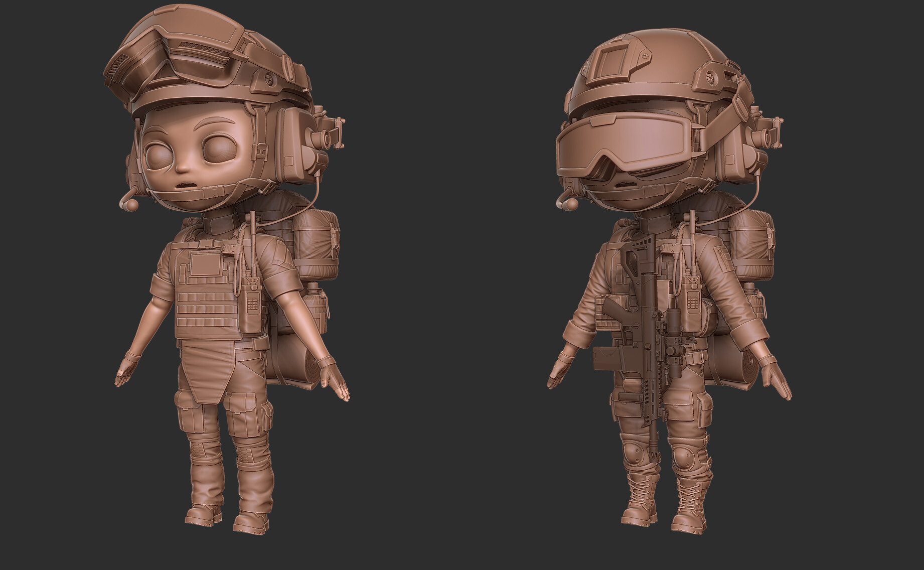 ArtStation - Modular Manga/Chibi Cartoon Soldier for Film