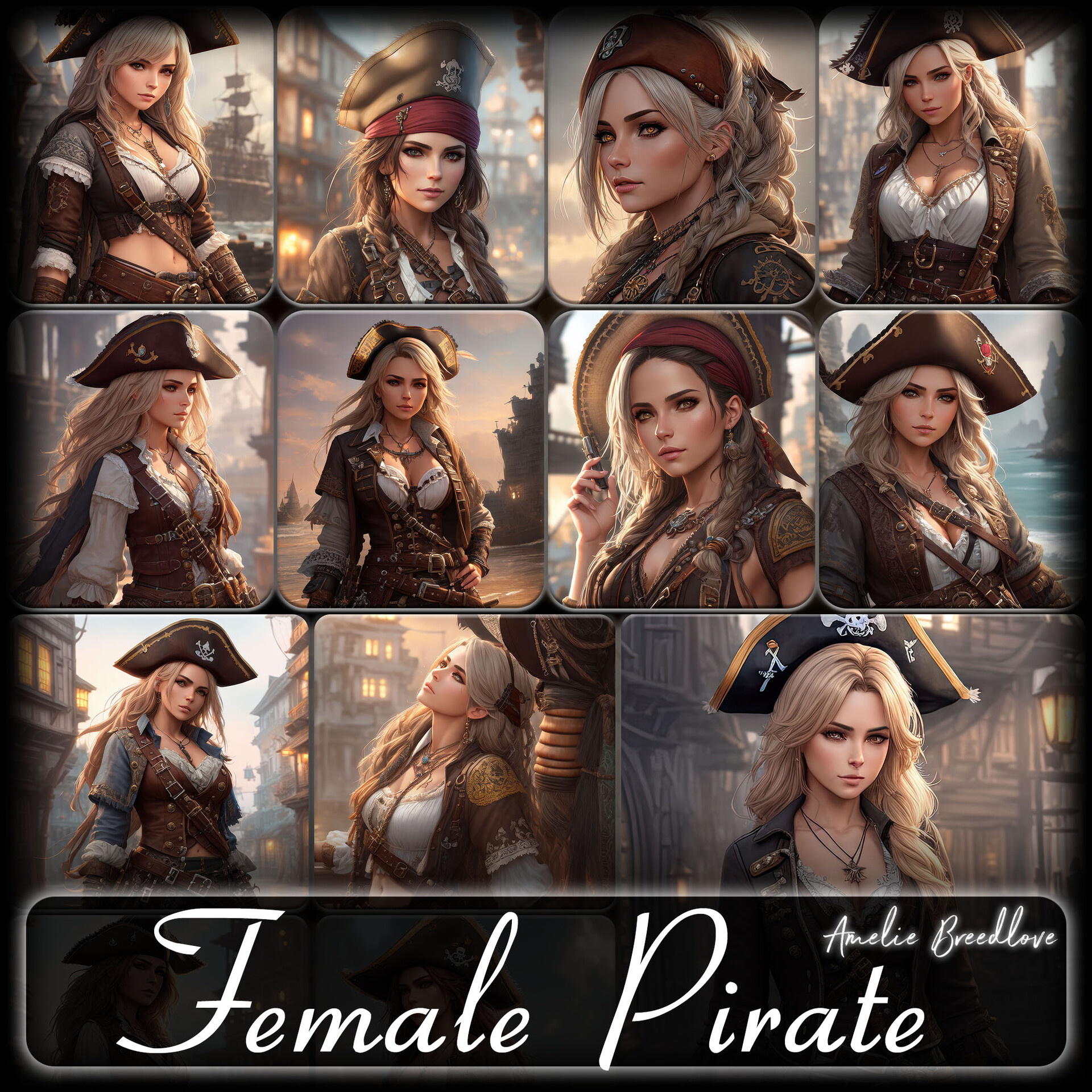 Amelie Breedlove - 250 Female Pirate Reference Pack | 4K | v.1