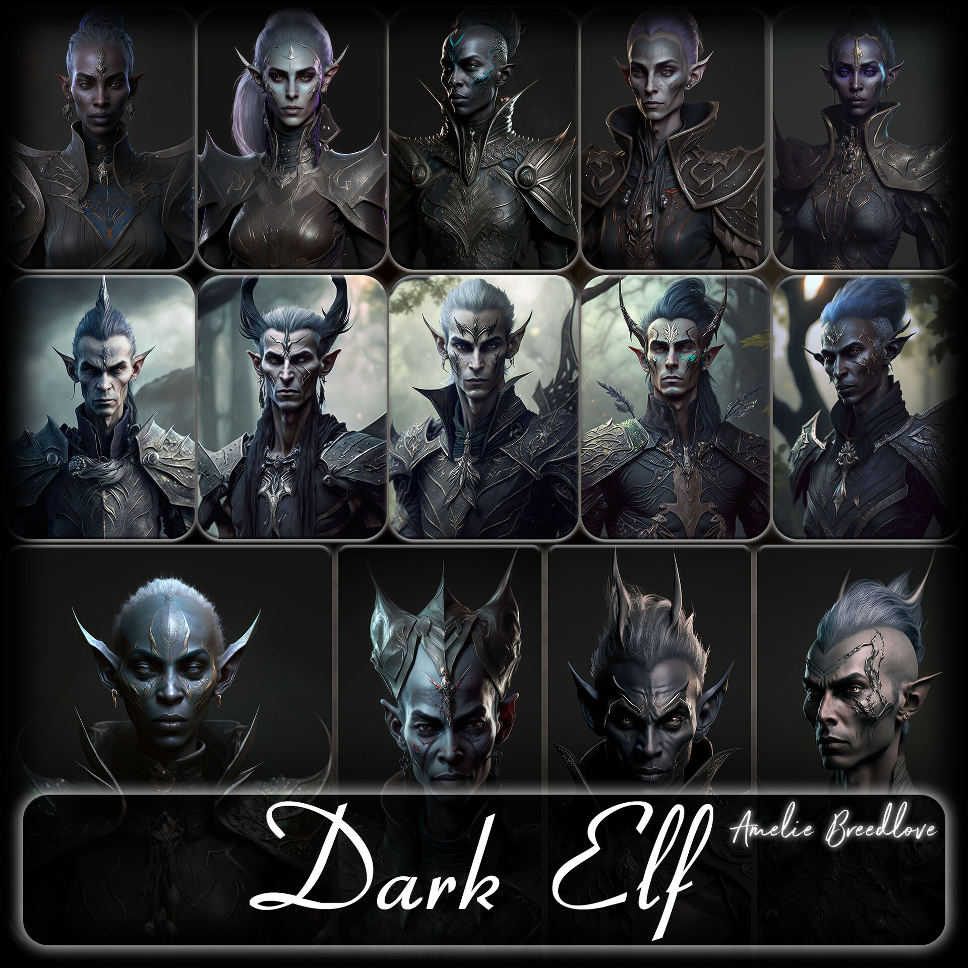 Amelie Breedlove - 100 Realistic Dark Elf Reference Pack | 8K | v.3