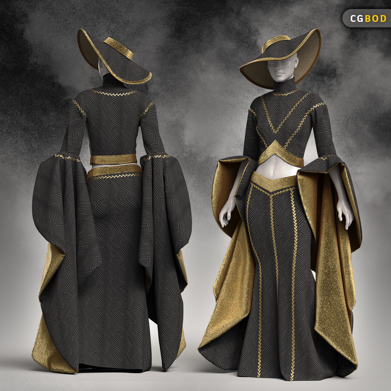 ArtStation - Golden women's dress