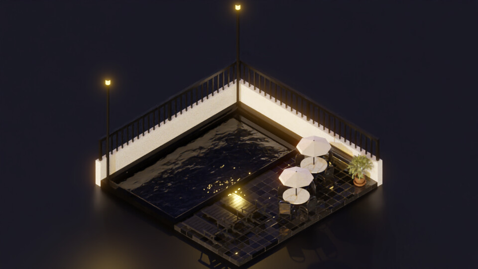 ArtStation - Isometric Rooftop Pool