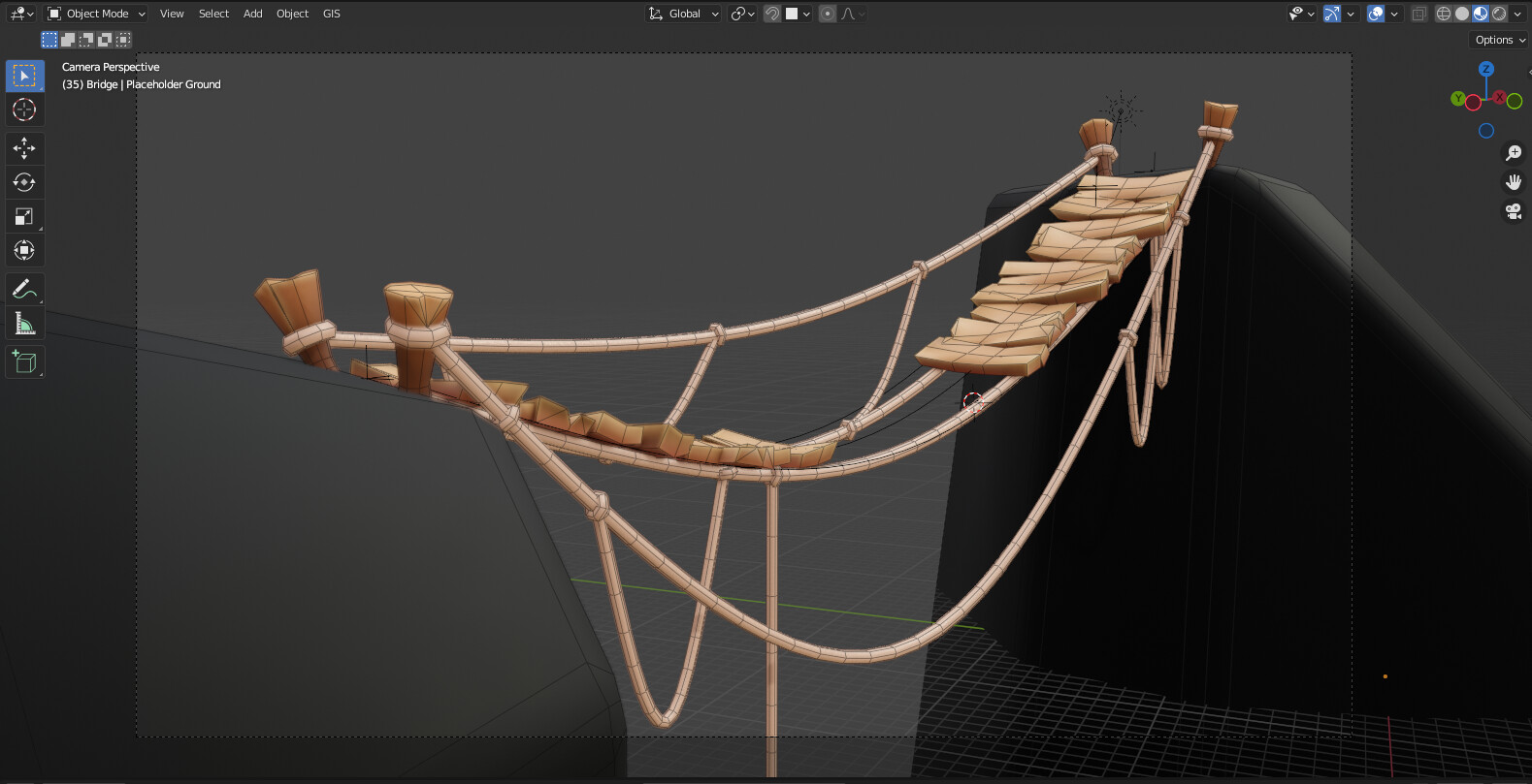 Mark Arrebola - Geometry Nodes - Procedural Stylised Rope Bridge