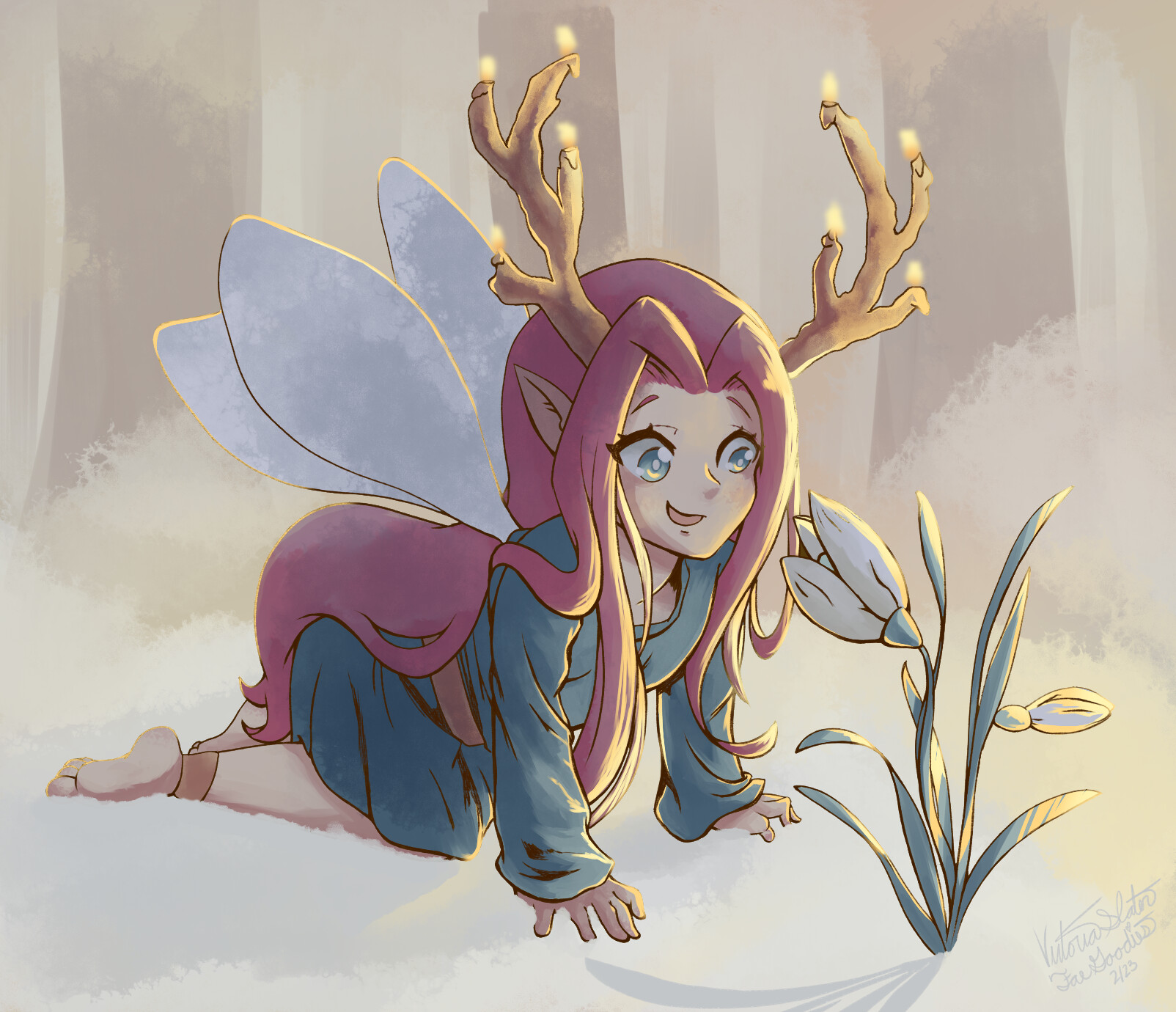 ArtStation - Snowdrops in Winter