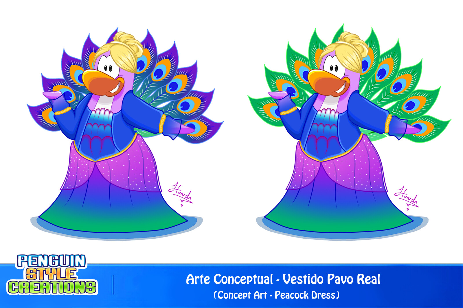 Lady Harada - Concept Art - Peacock Dress (Penguin Style Creations)