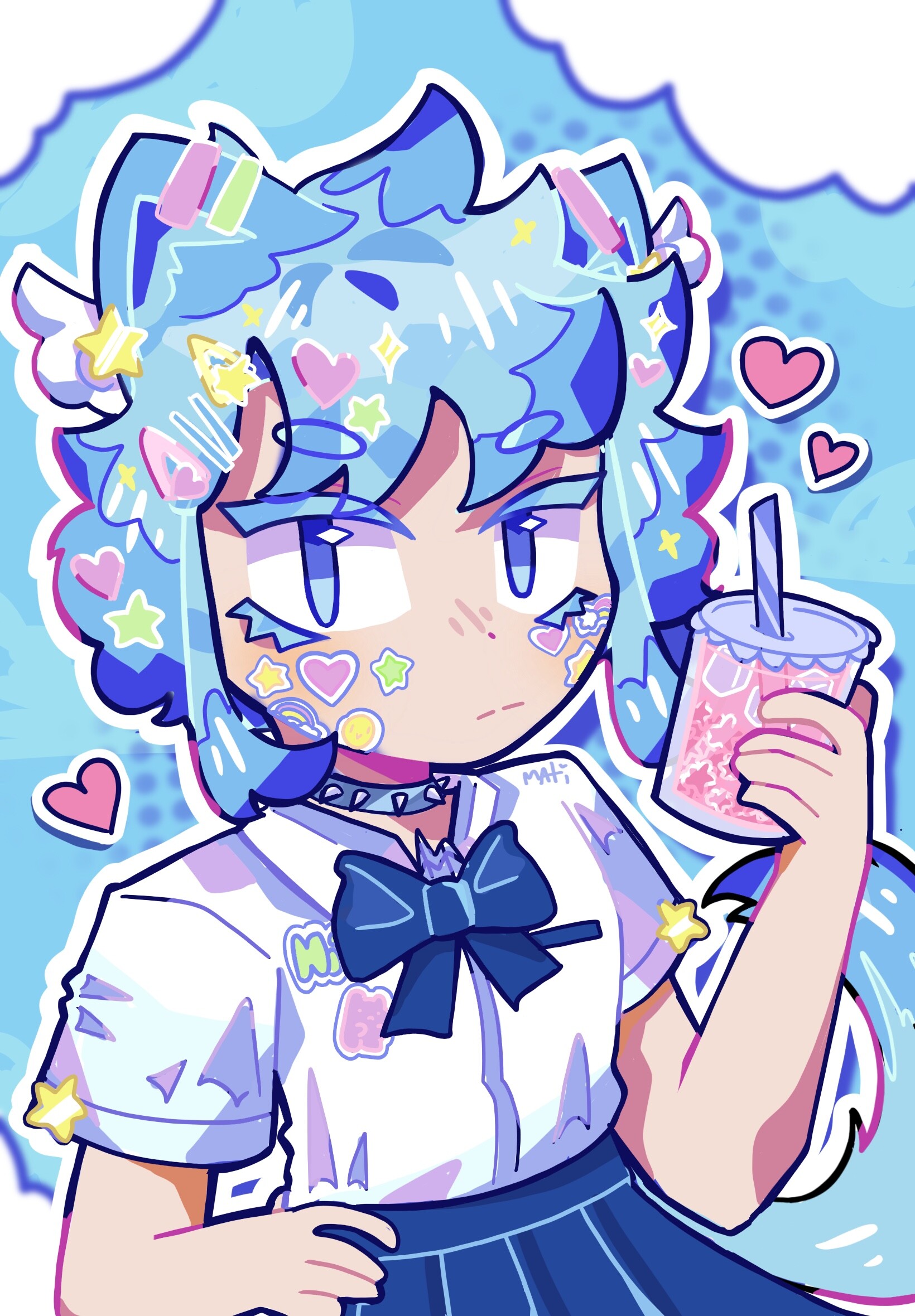 ArtStation - Blue cat girl?? With boba??? Mabye???