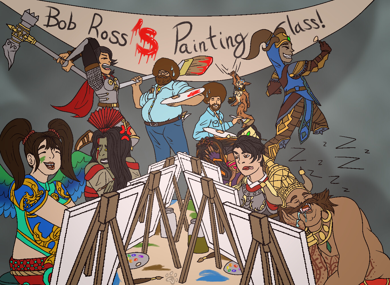 ArtStation - SMITE Fanart - Bob Ross's Class (Contest Submission)