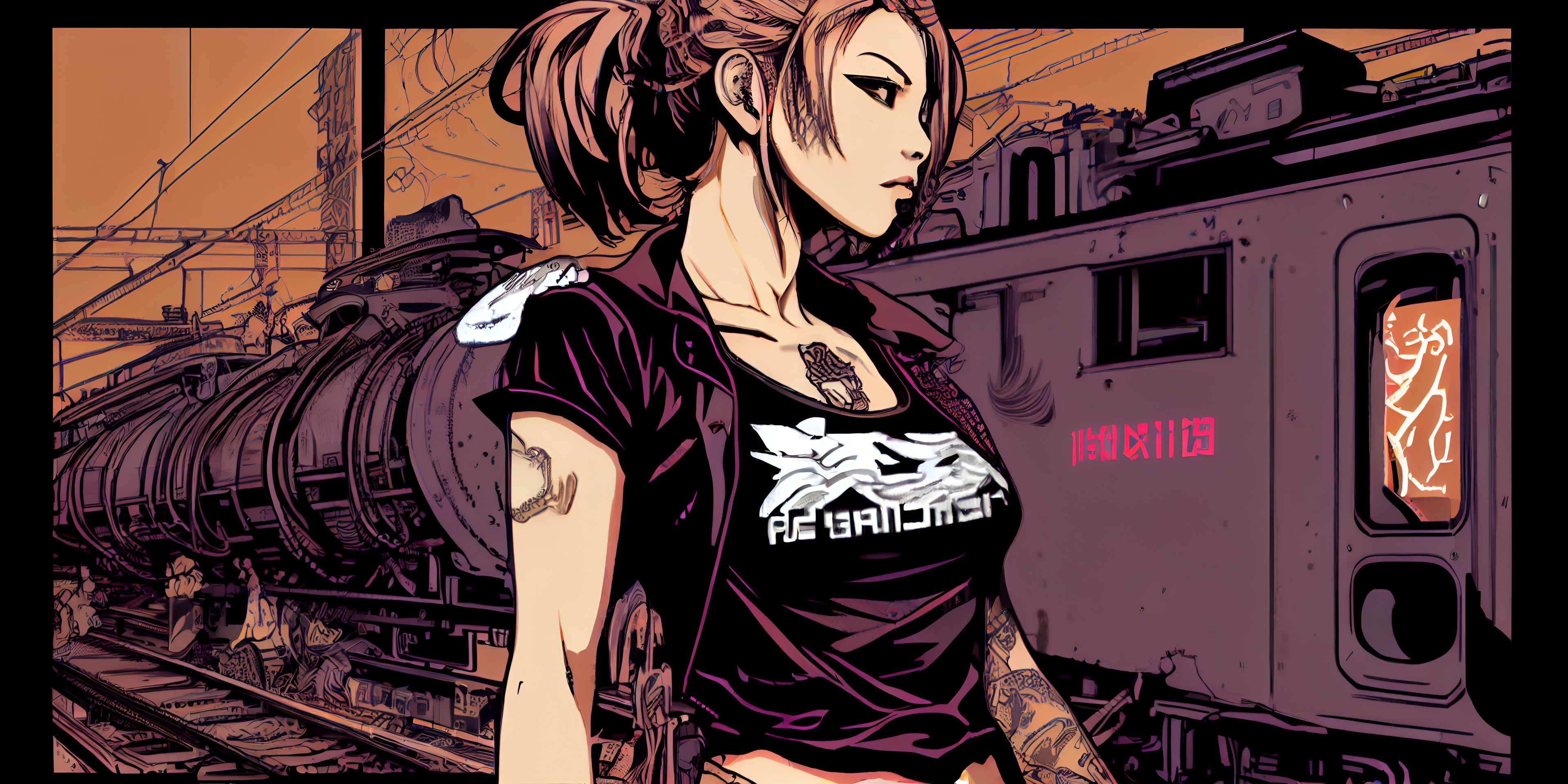 EMU AiRT - Ukiyo-e Inspired 2:1 Cyberpunk Women