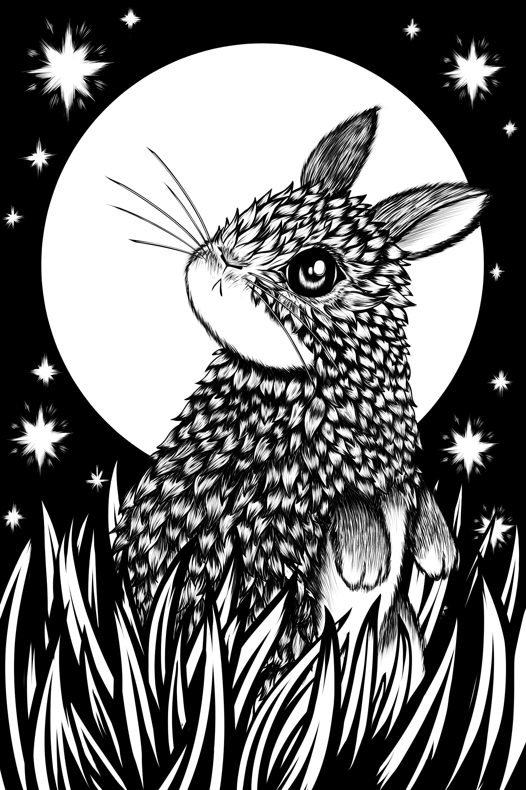 ArtStation - Rabbit Observing Moon