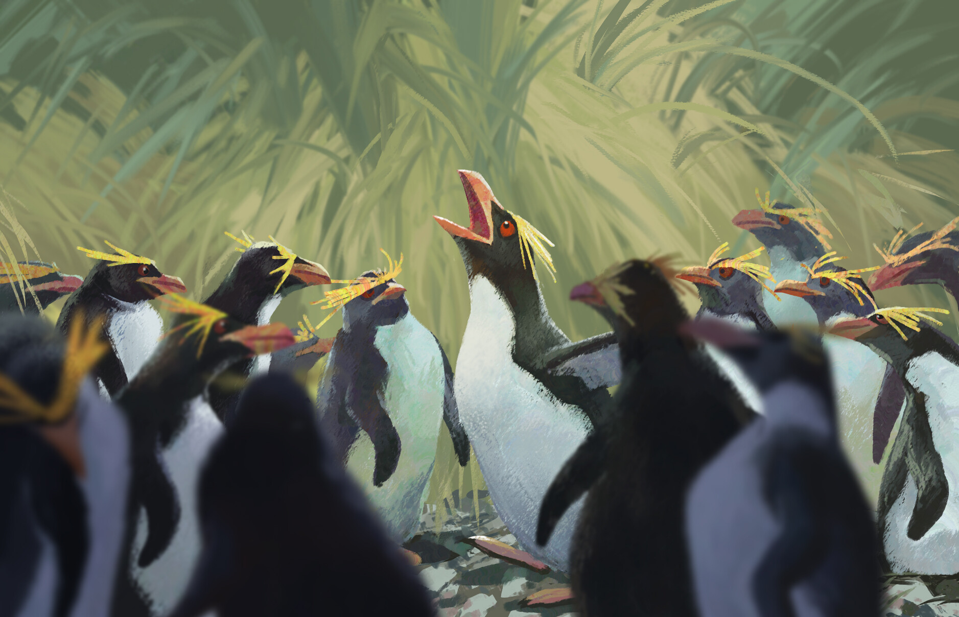 ArtStation - penguins and seal