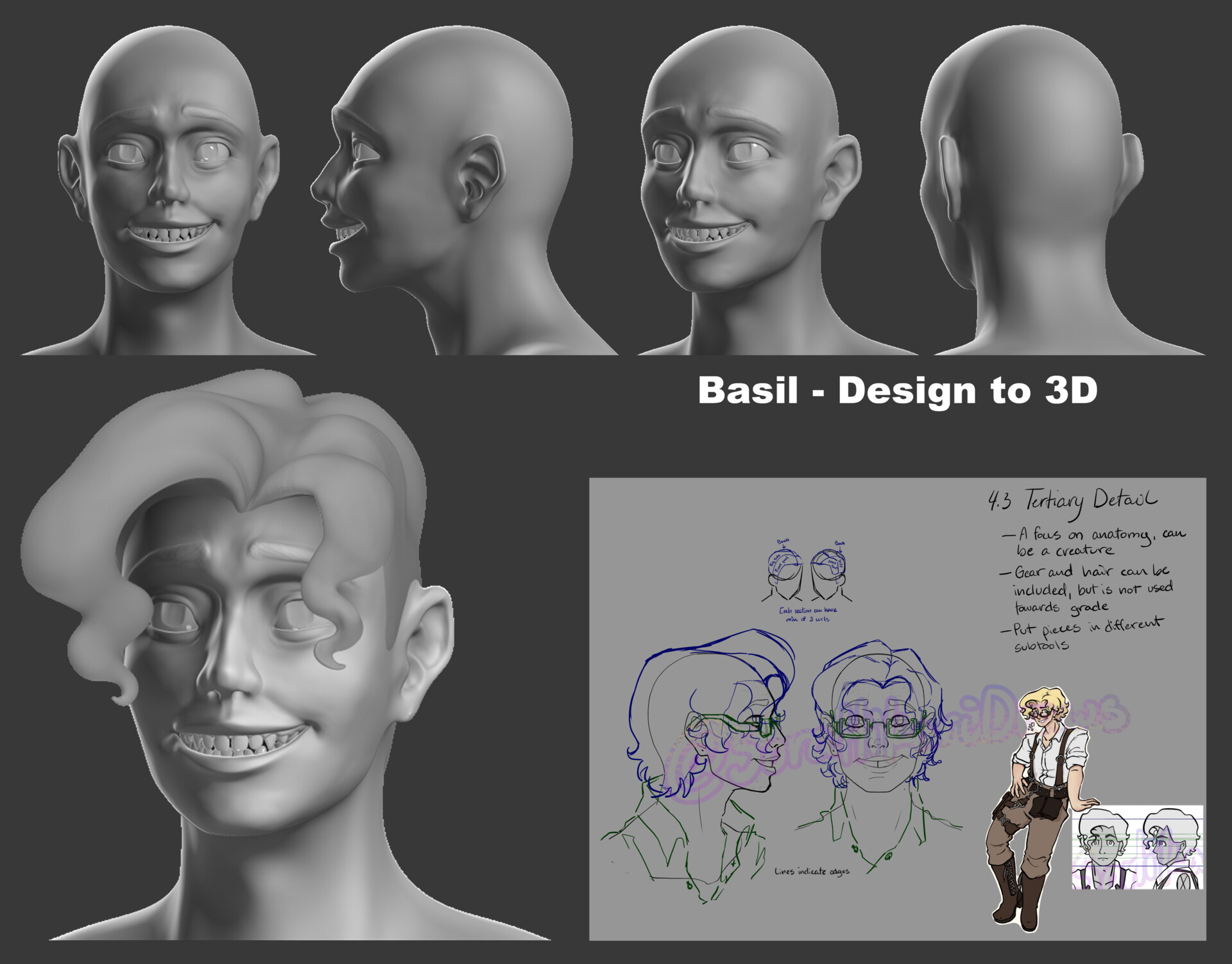 ArtStation - Character Design - Design to 3D - Introducing Basil!