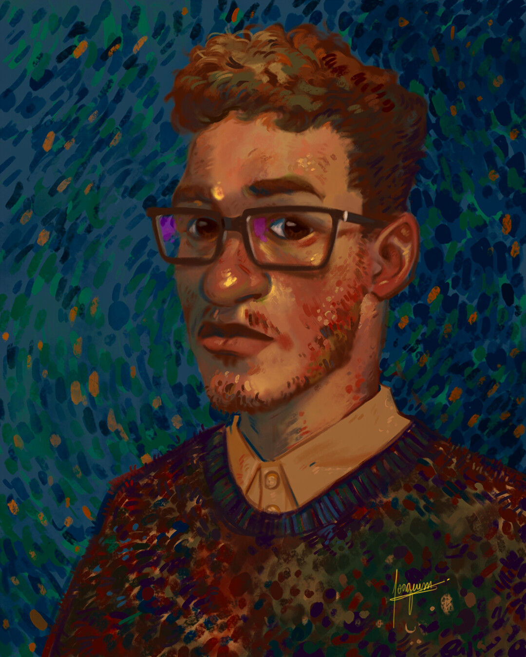 ArtStation - Self-Portrait- Inspired in Van Gogh paintings