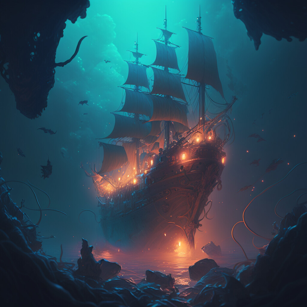 Pirate Shipwrecks Underwater