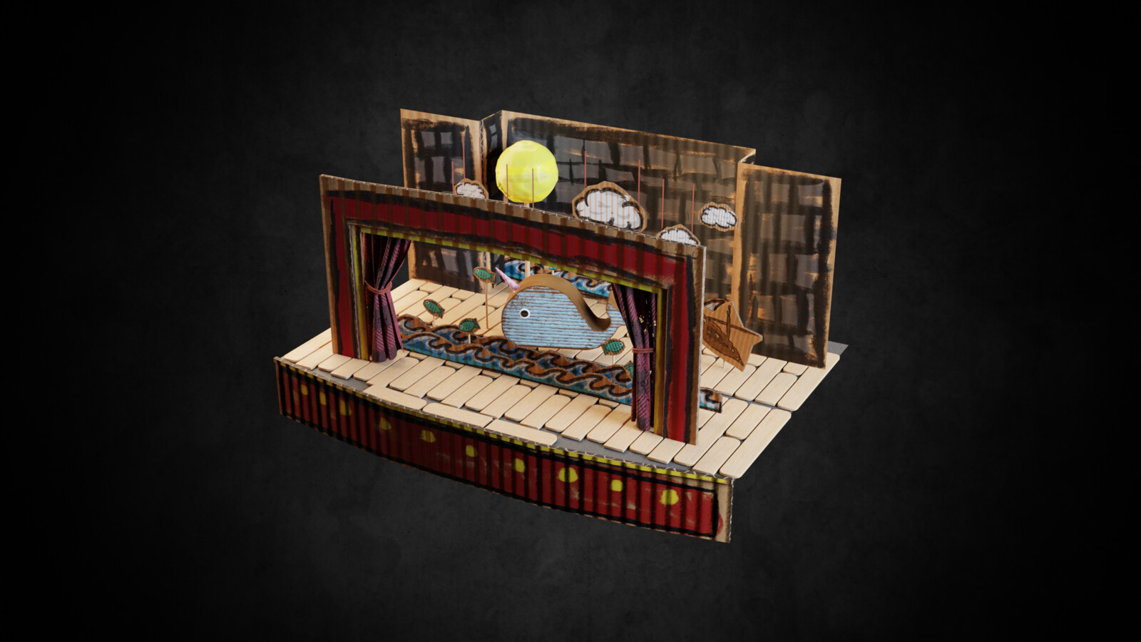Oliver Johnston - Three "Crafted" Cardboard Theatre Dioramas