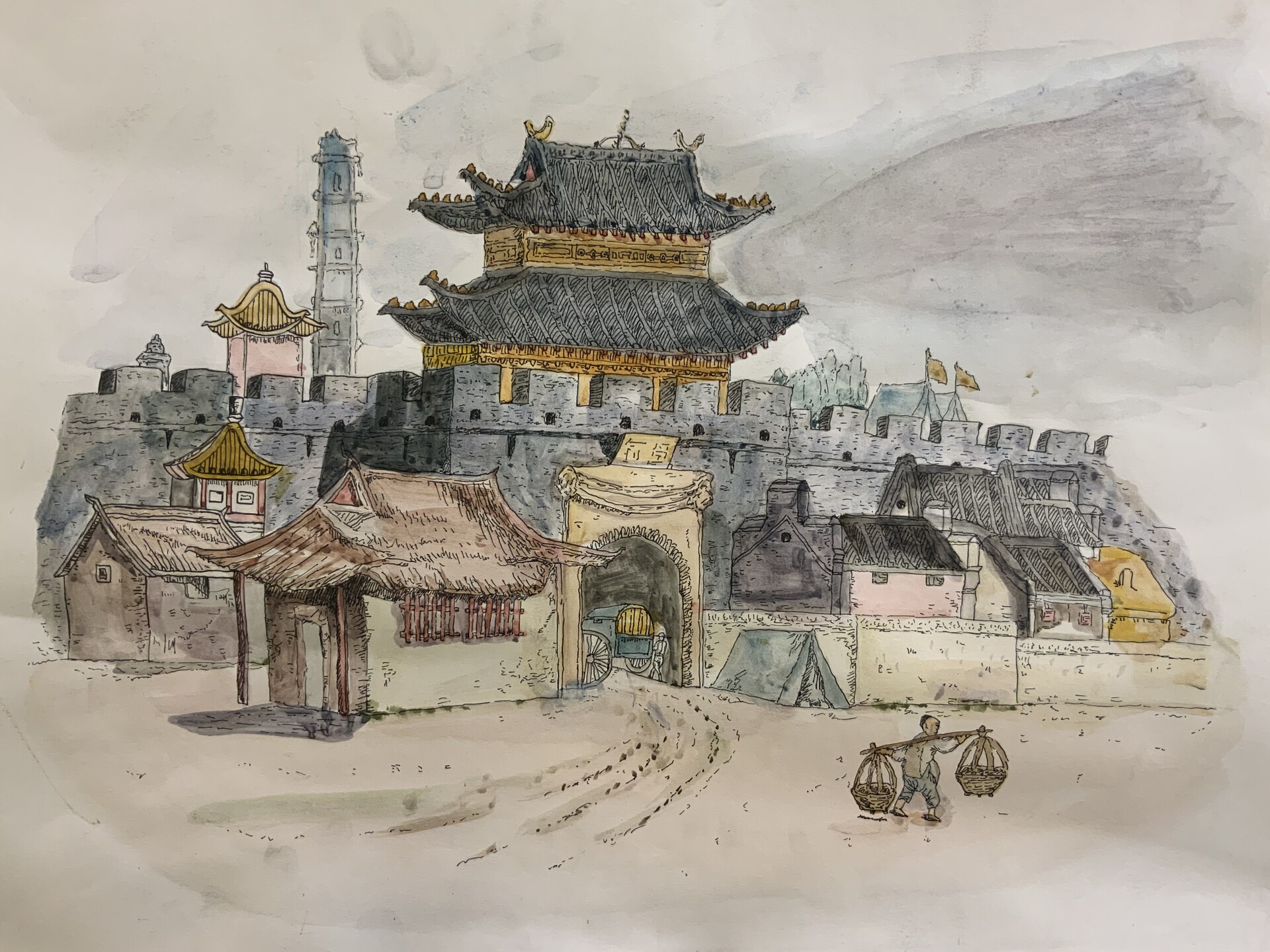 how to draw ancient chinese buildings