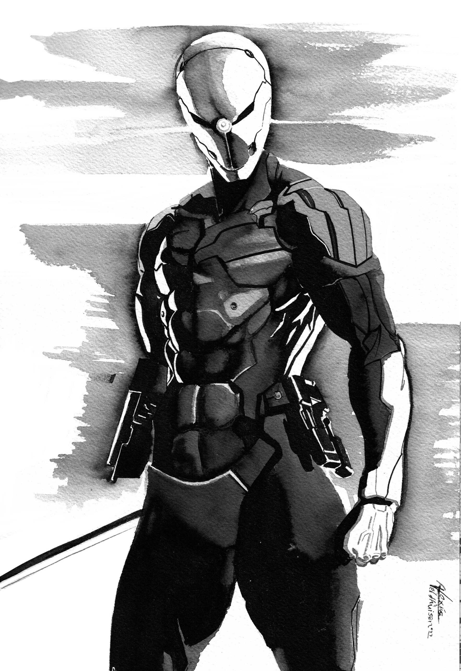 how to draw a cyborg ninja