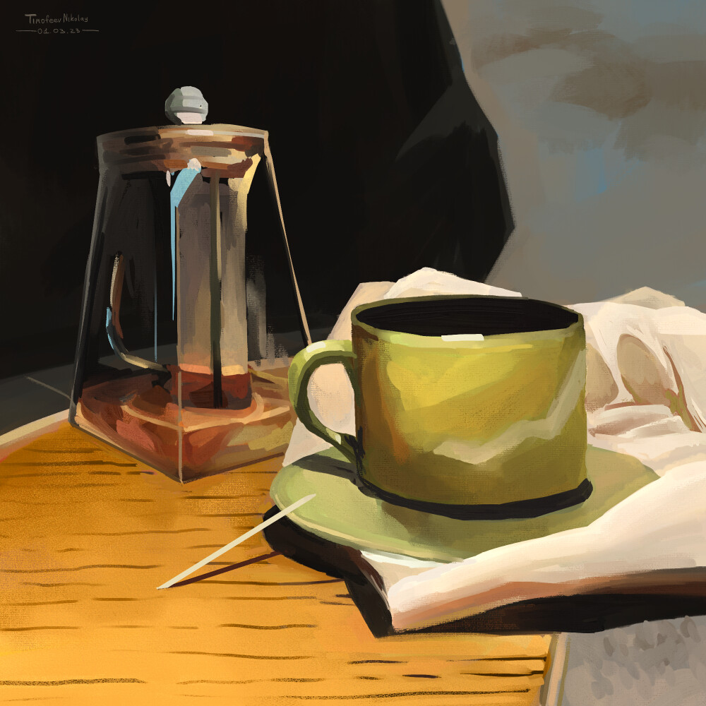 ArtStation - Still life made in a cafe
