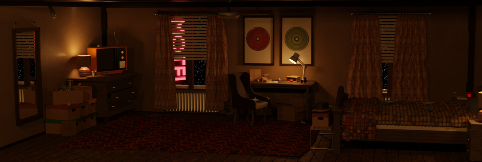 ArtStation - Art: Motel Room 80s🌆