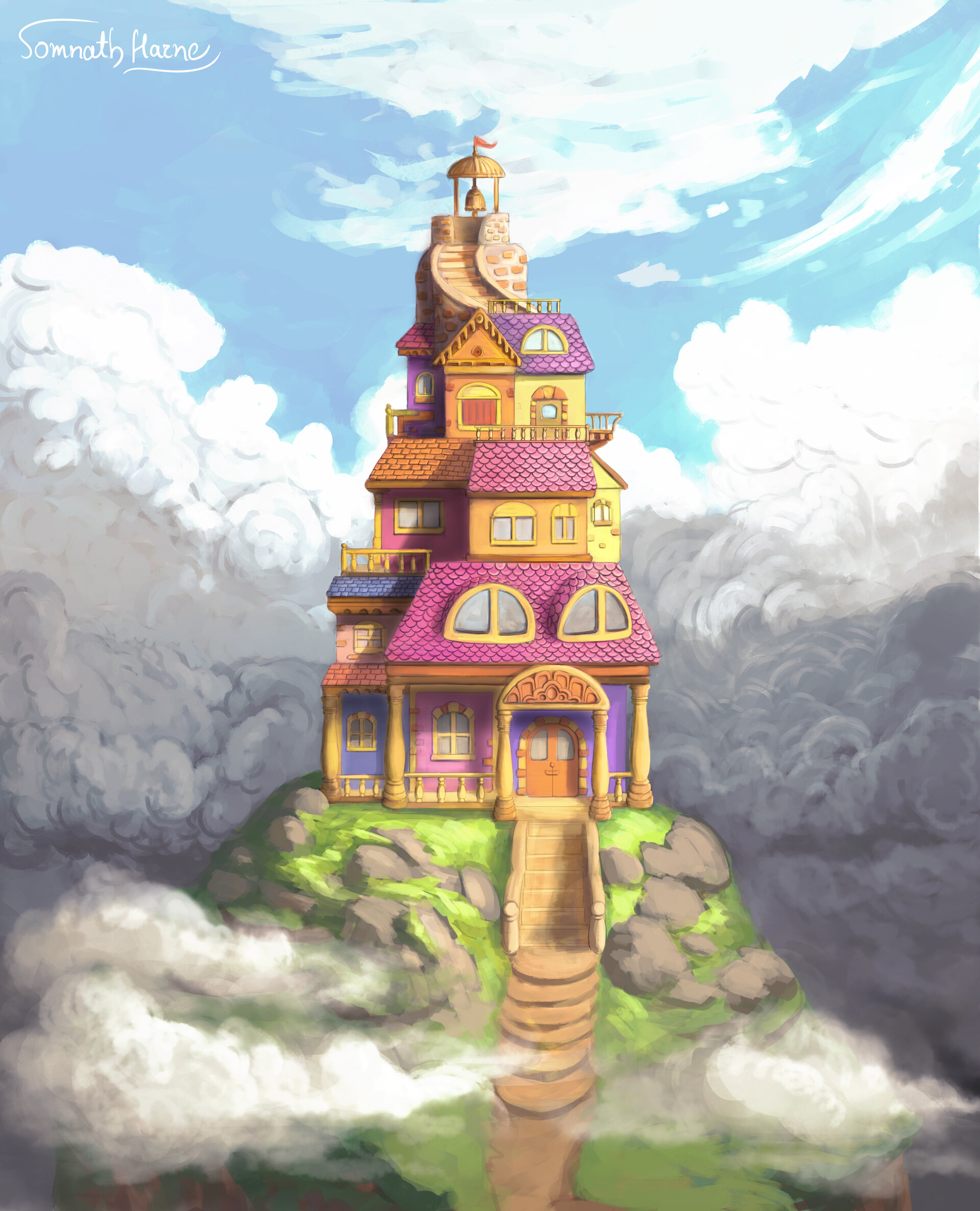ArtStation - castle on the hill , inspired by movie name up!