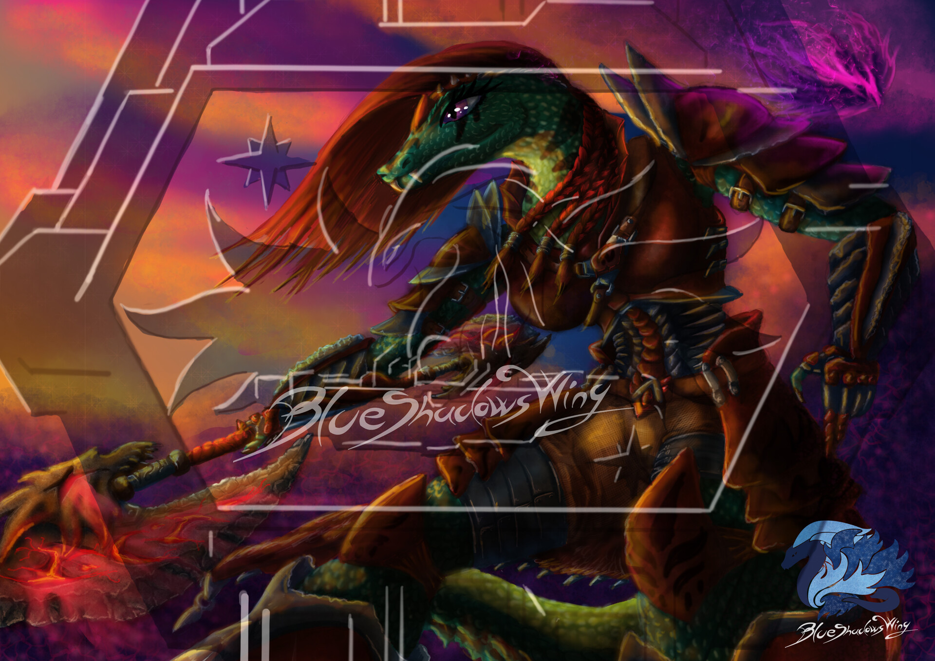 ArtStation - Zarda Sagnar, la ejecutora de llamas moradas