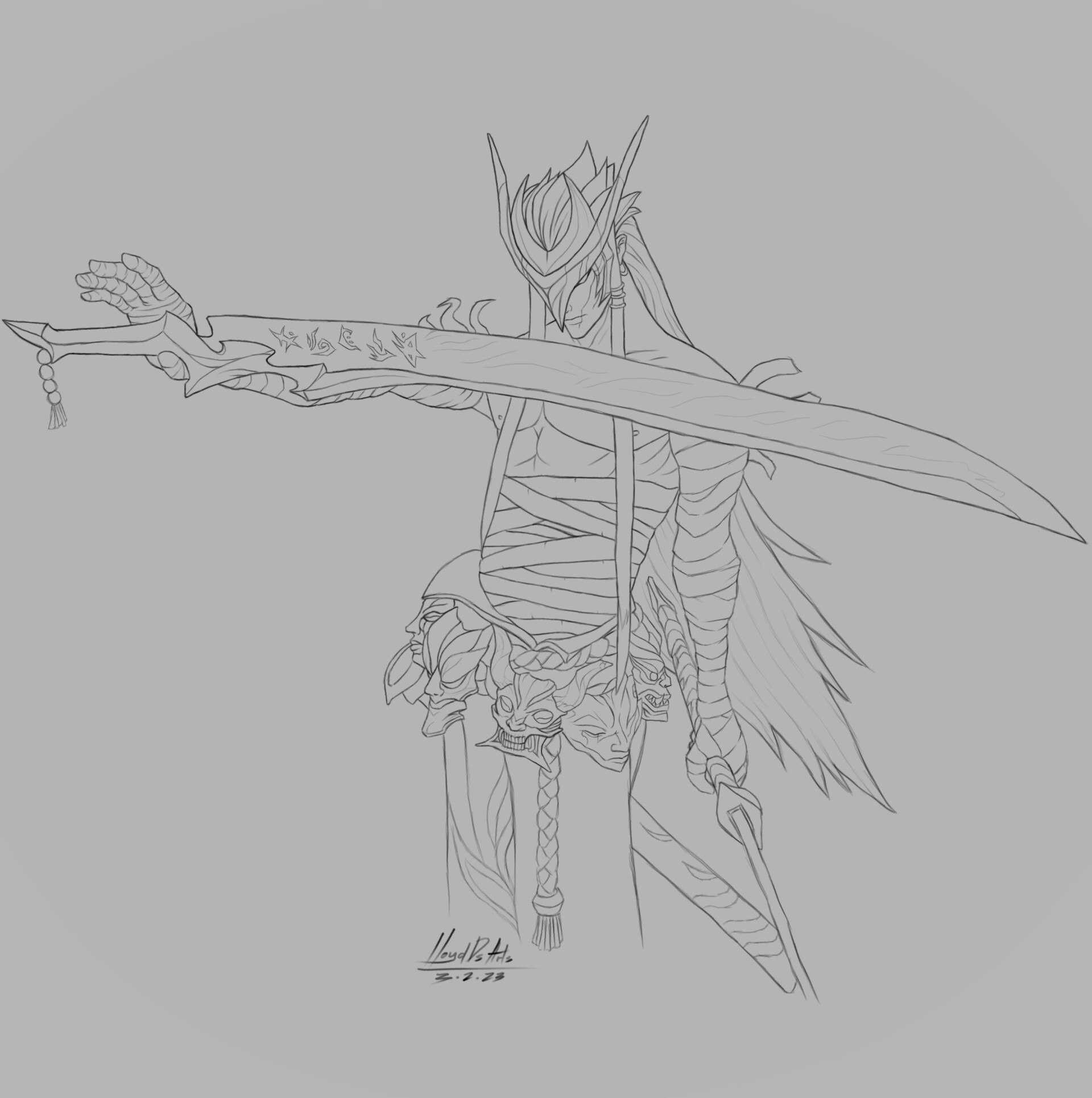 ArtStation - Yone Sketch (League of Legends)