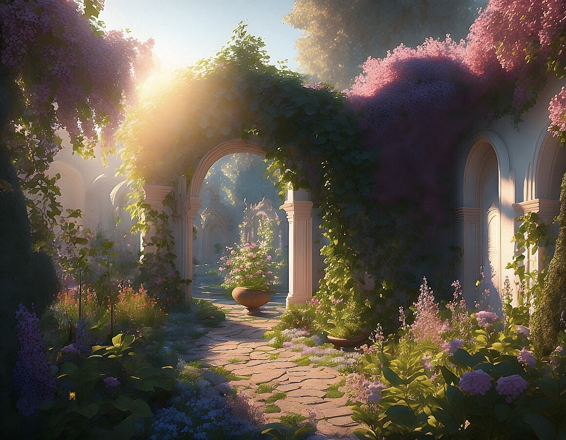 ArtStation - Beautiful garden in a monastery