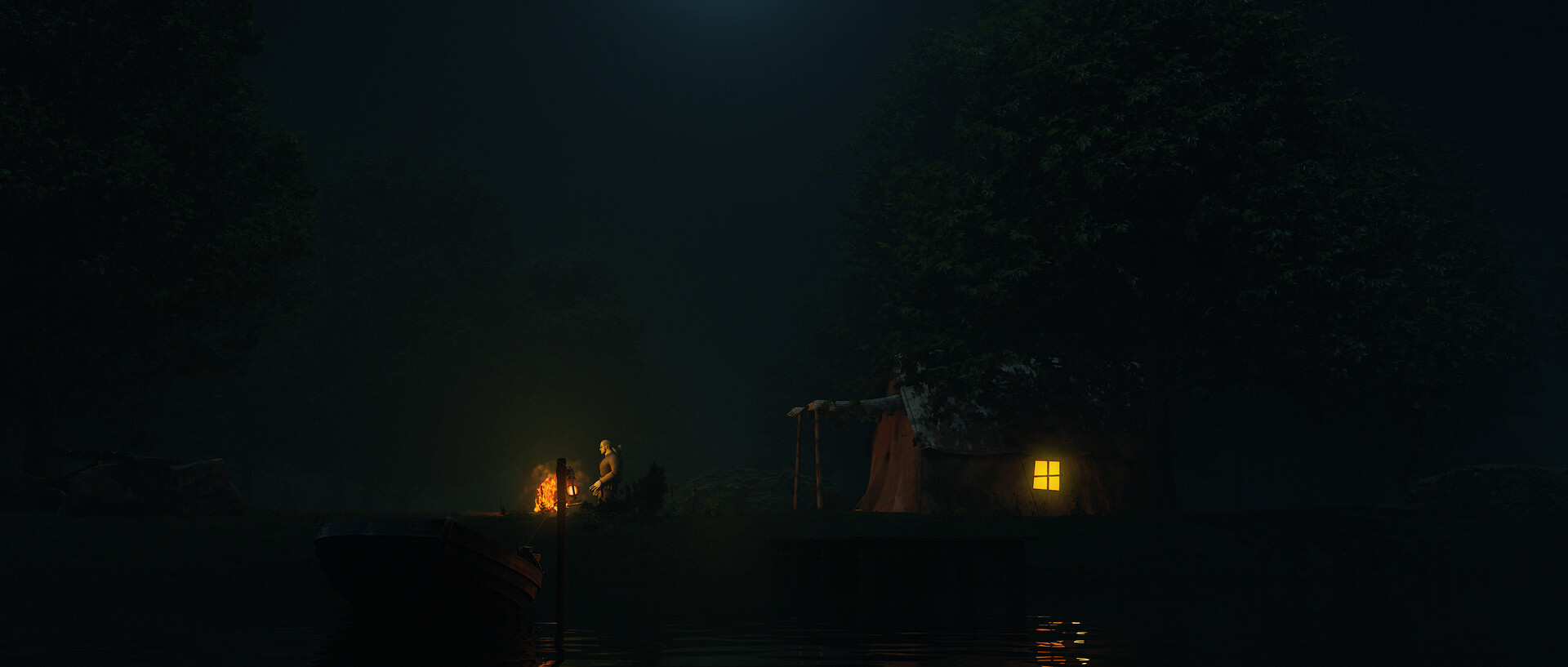 ArtStation - Forest River Camping Night Scene