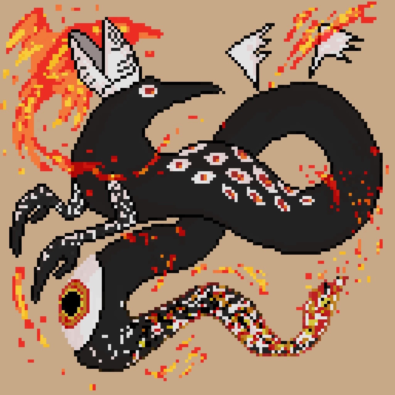 ArtStation - Original Serpentine Pixel art Creature 128x