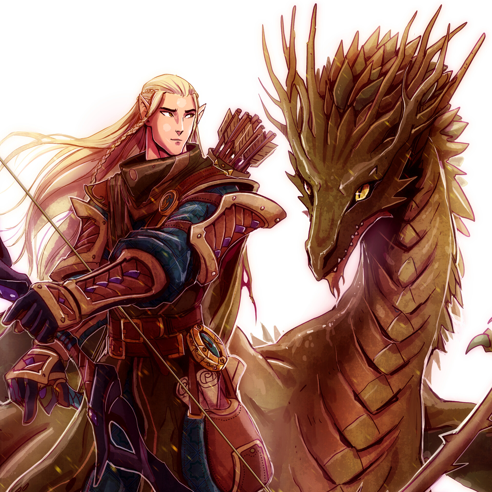 ArtStation - Elf Ranger/Bard and his Dragon