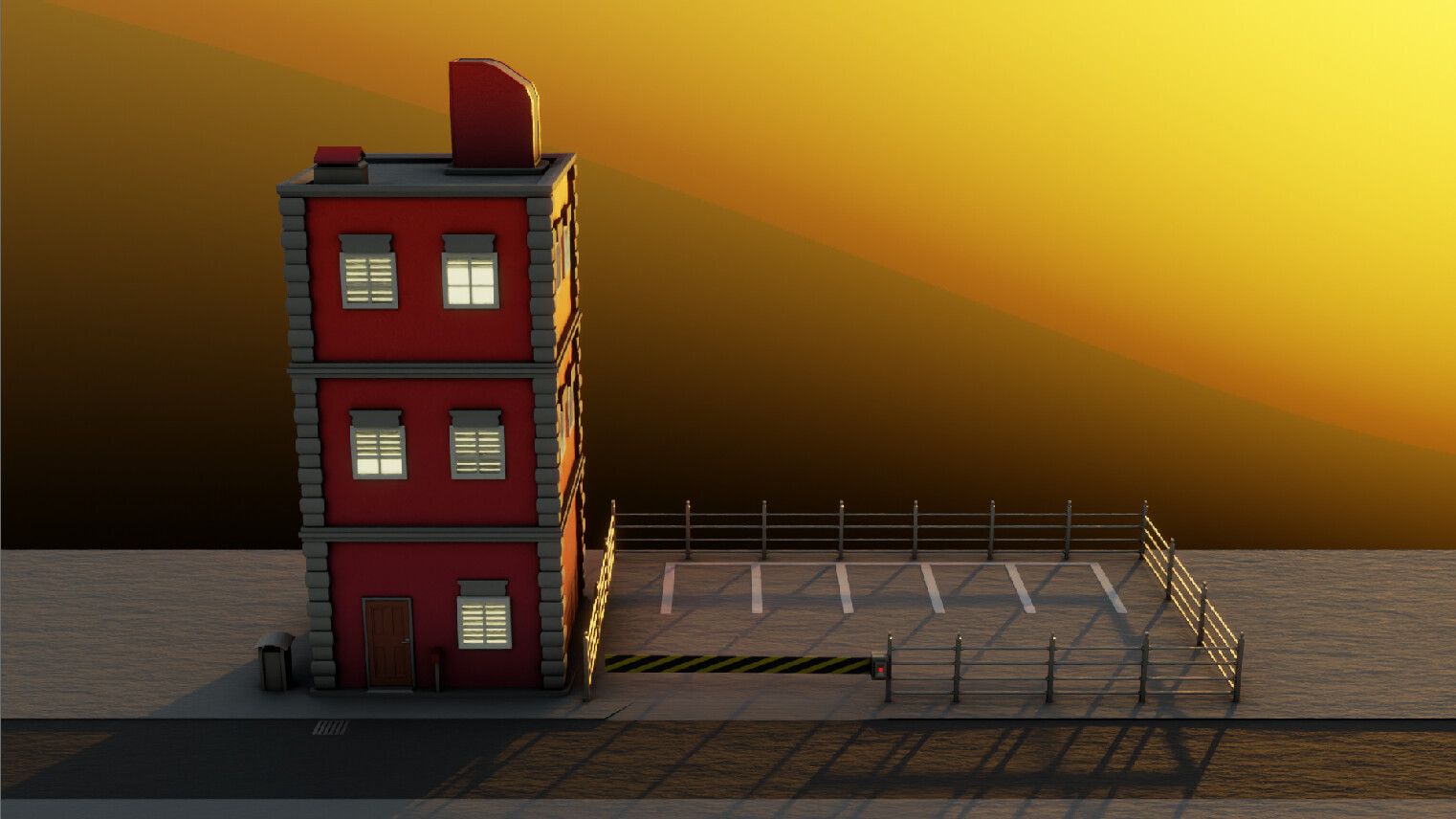 ArtStation - low poly, cartoon stylised, small apartment building