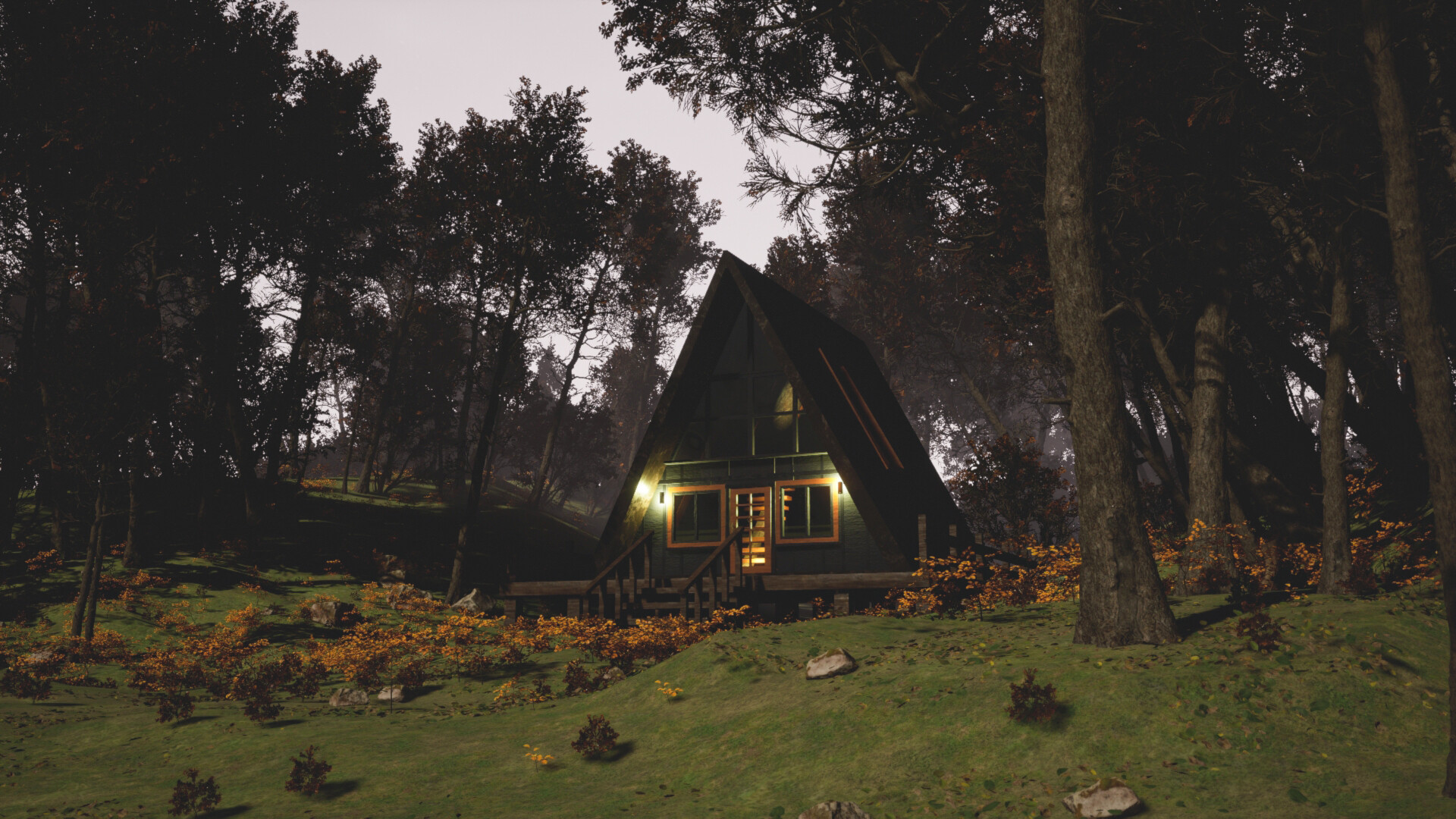 ArtStation - A-frame house in the middle of the forest