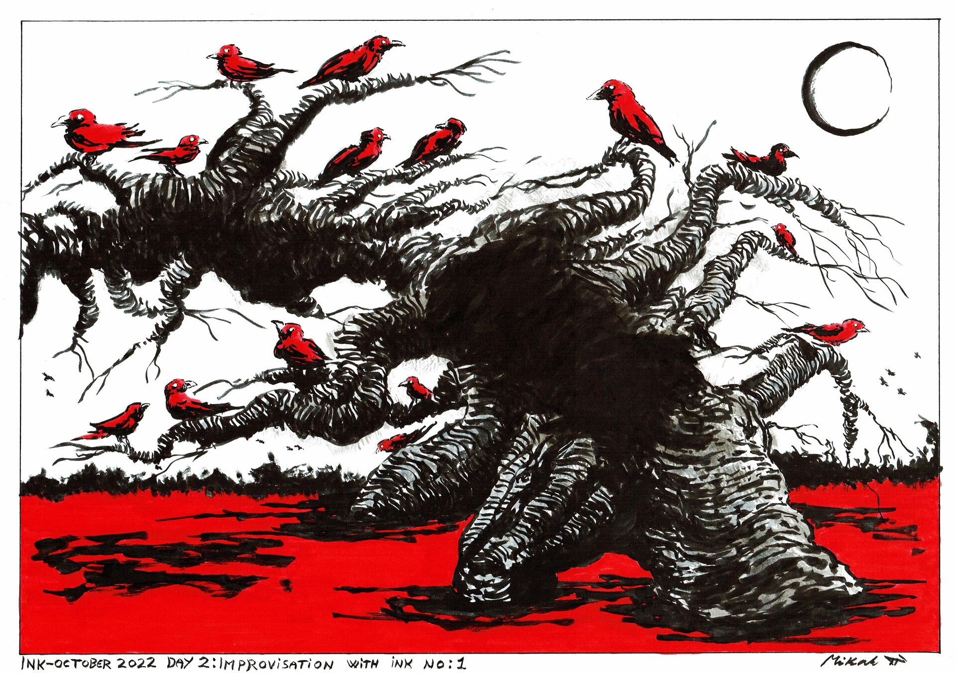 ArtStation - Ink-October no: 2 2022 Improvisation with ink no: 1