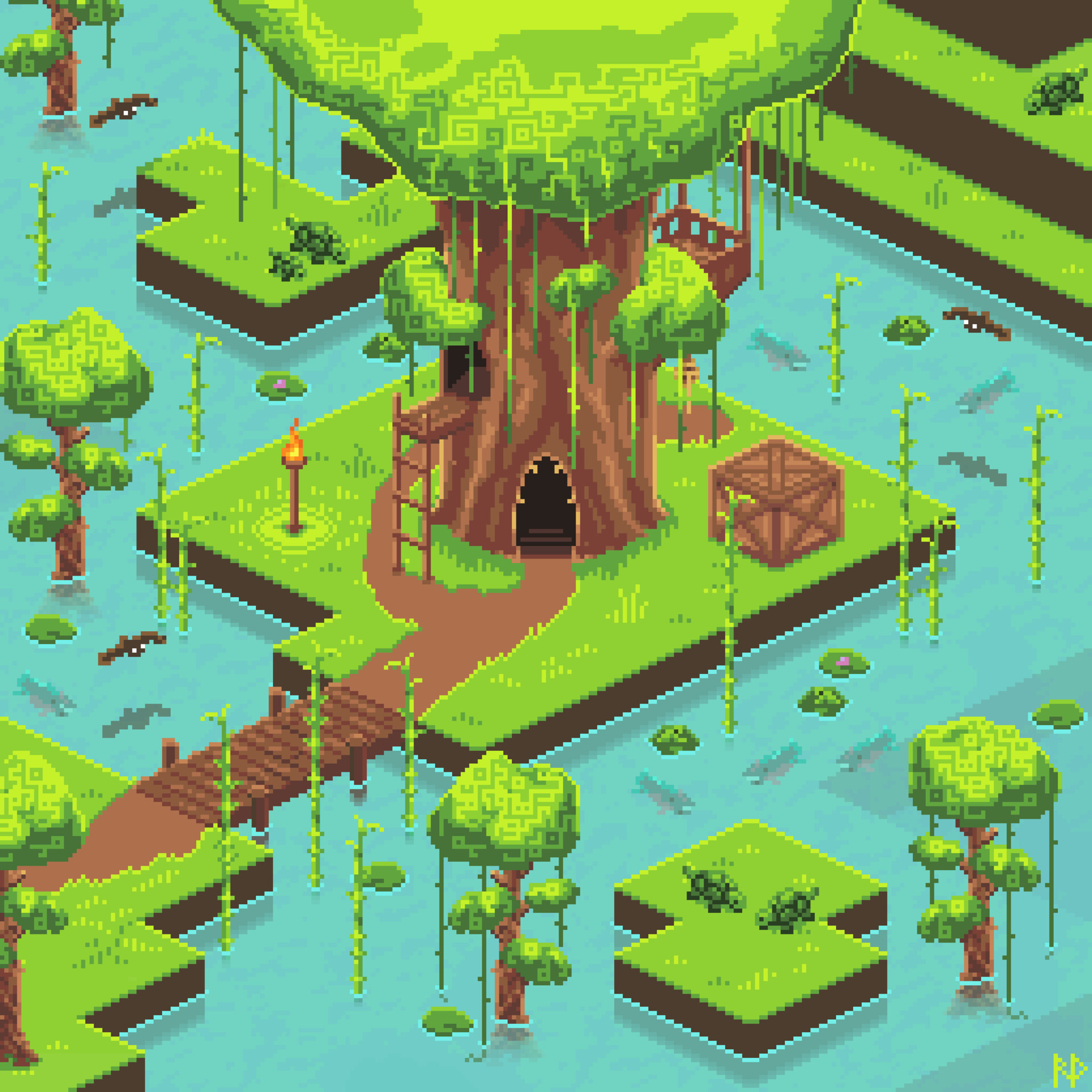 ArtStation - Isometric Pixel Art : Terraria Jungle