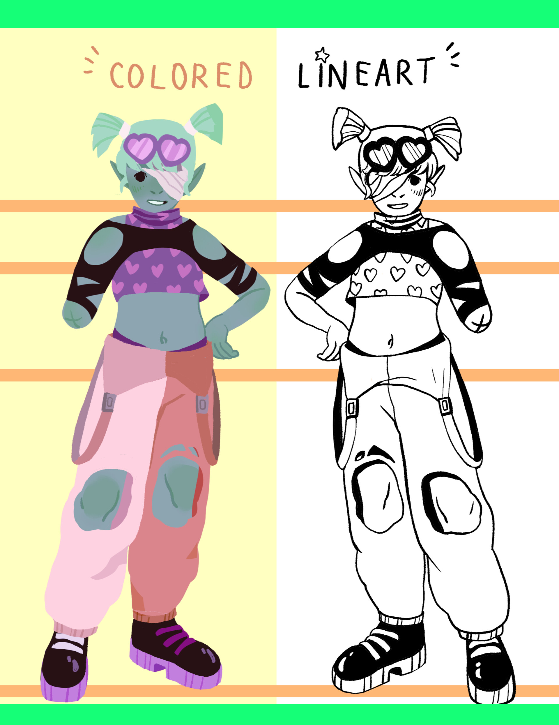 Danny TheRatto - lil gal in colored and lineart version